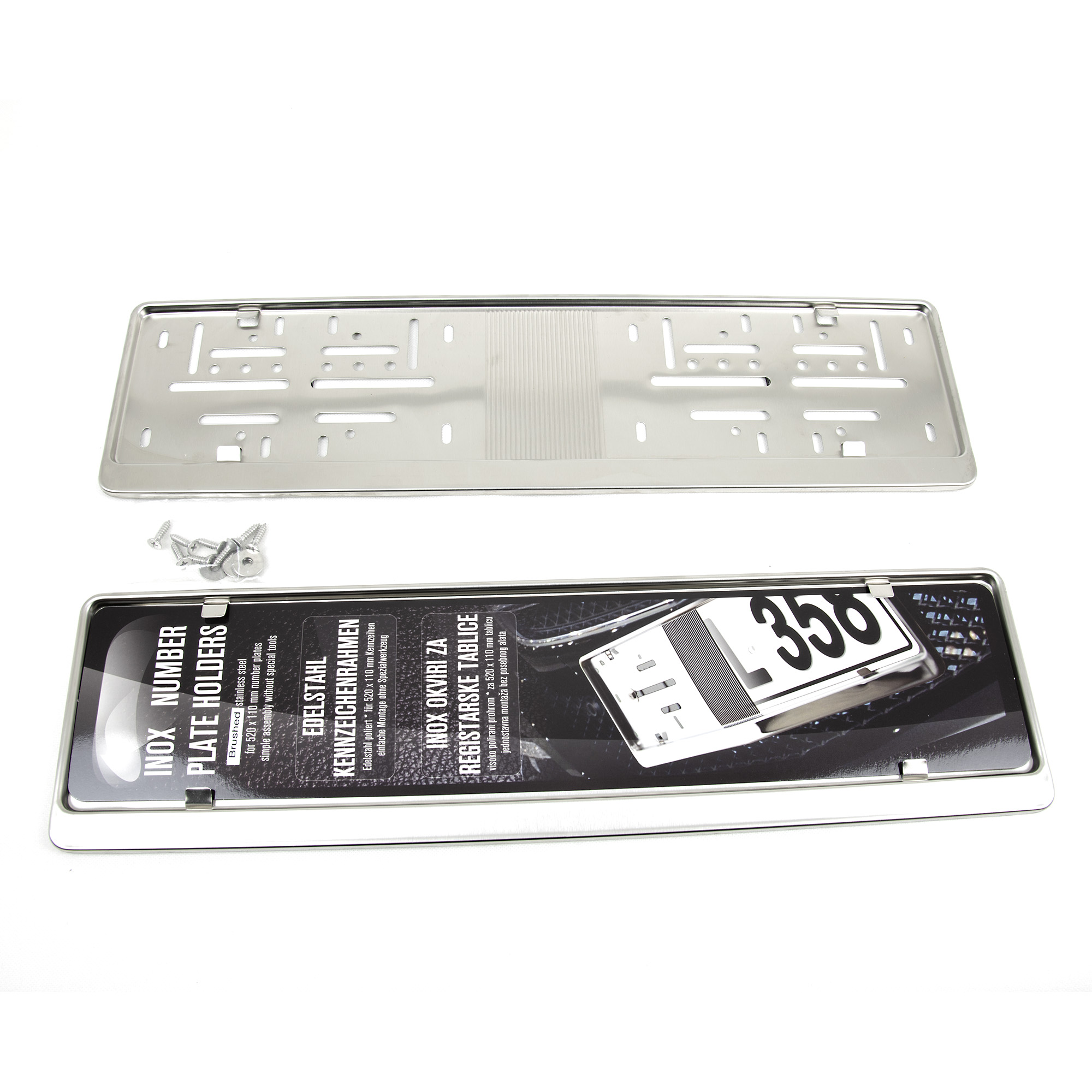 2x Premium Auto Kennzeichenhalter 100% EDELSTAHL GEBÜRSTET für ... 2x Premium Auto Kennzeichenhalter 100% EDELSTAHL GEBÜRSTET für ...